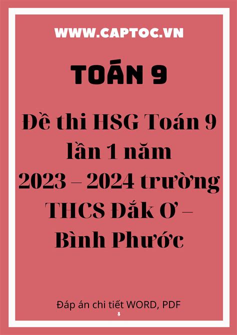 Đề thi HSG Toán 9 lần 1 năm 2023 – 2024 trường THCS Đắk Ơ – Bình Phước