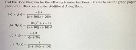 Solved Plot The Bode Diagrams For The Following Transfer Chegg