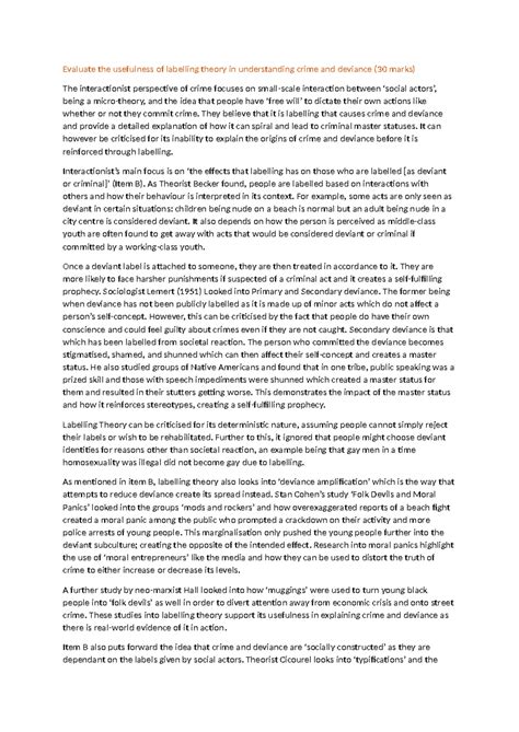 Evaluate The Usefulness Of Labelling Theory In Understanding Crime And Deviance They Believe