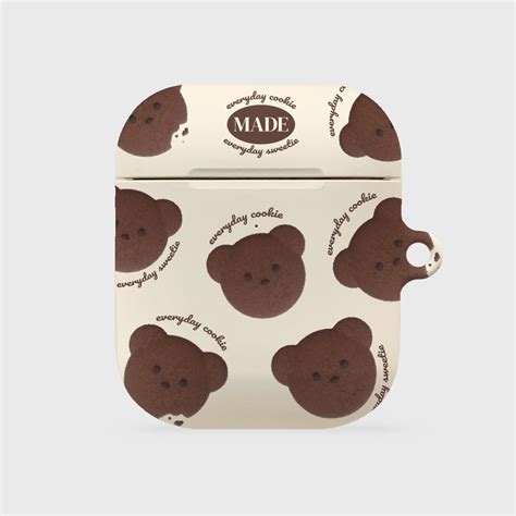 더나인몰 패턴 테디 쿠키 Hard 에어팟케이스 시리즈 심플 슬림 하드 핸드폰 커플 휴대폰 아이폰14 13 12 11 우정 에어팟 1 2 3 프로 에어팟프로 2 3세대