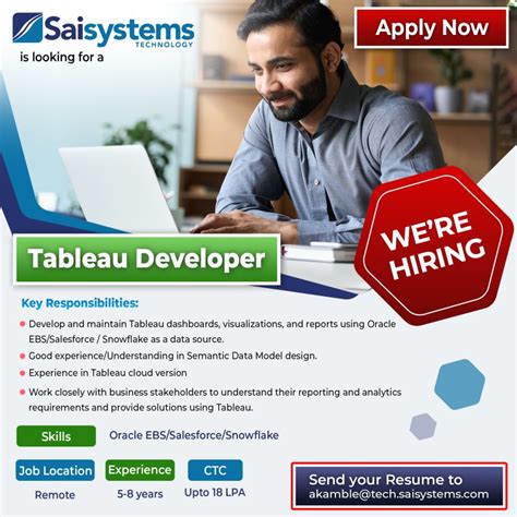 Saisystems Technology On Linkedin Tableaudeveloper Hiringnow