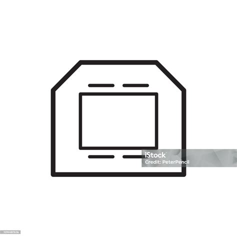 Usb Type B Cable Connector Pinout Vector Icon Drawing Illustration Isolated On White Background