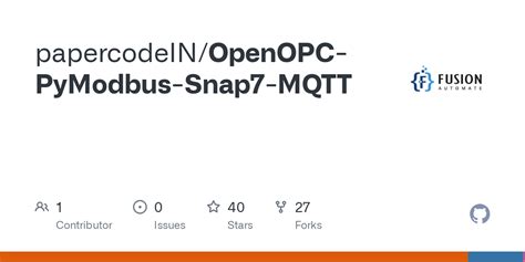 GitHub PapercodeIN OpenOPC PyModbus Snap MQTT