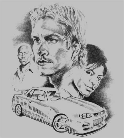 Paul Walker Drawing Car