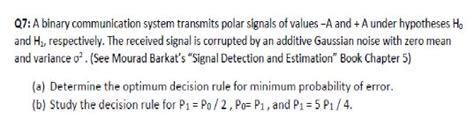 Solved A Binary Communication System Transmits Polar Signals