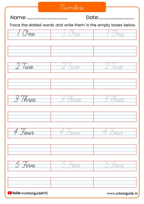 Cursive Writing Number Names 1 To 100