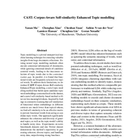 Cast Corpus Aware Self Similarity Enhanced Topic Modelling Acl Anthology