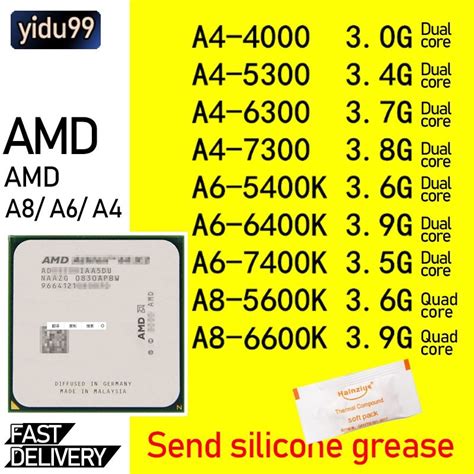 AMD A4 5300 6300 7300 A6 5400 6400 7400 4000 A8 5600 K Fm2 Cpu 7650 Integrated Graphics Socket