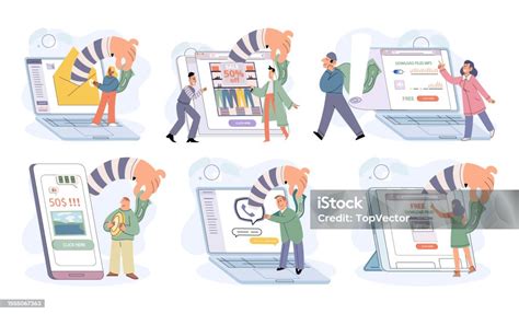 해커 공격 사기 조사 인터넷 피싱 공격의 개념입니다 사기 방지 개념에 대한 스톡 벡터 아트 및 기타 이미지 개념 금융