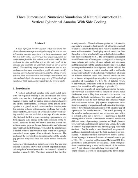 Pdf Three Dimensional Numerical Simulation Of Natural Convection In