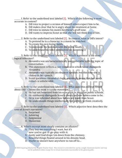 To Kill A Mockingbird Chapter 14 Close Reading Analysis Worksheet