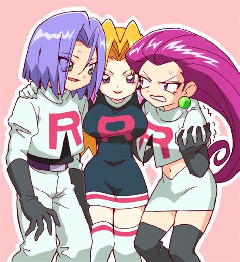 Safebooru 1boy 2girls Angry Blonde Hair Blue Eyes Cassidy Pokemon