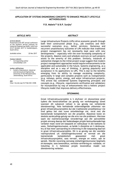 Pdf Application Of Systems Engineering Concepts To Enhance Project Lifecycle Methodologies Pdf Application Of Systems Engineering Concepts To Enhance Project Lifecycle Methodologies