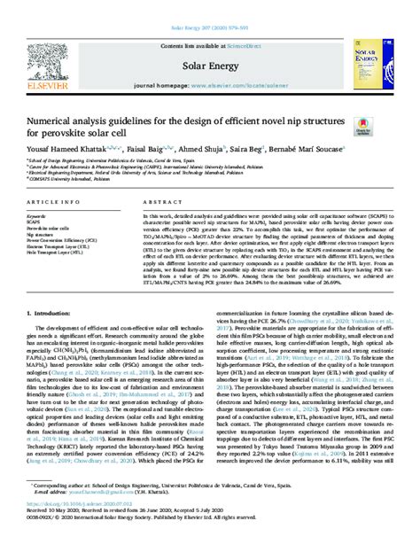 Pdf Numerical Analysis Guidelines For The Design Of Efficient Novel