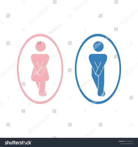 Girls Boys Restroom Pictograms Funny Toilet Stock Illustration