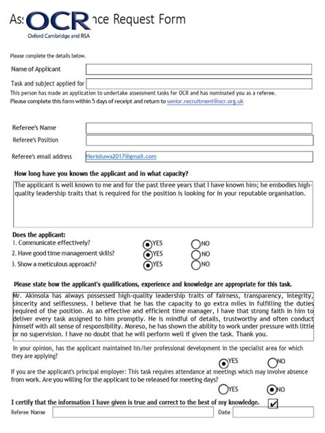 Assessor Ocr Form Iv Pdf Leadership