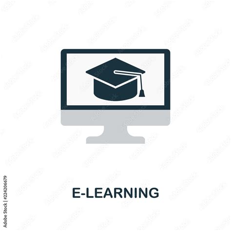 E Learning Flat Icon Monochrome Style Design From Online Education Icon Collection Ui And Ux
