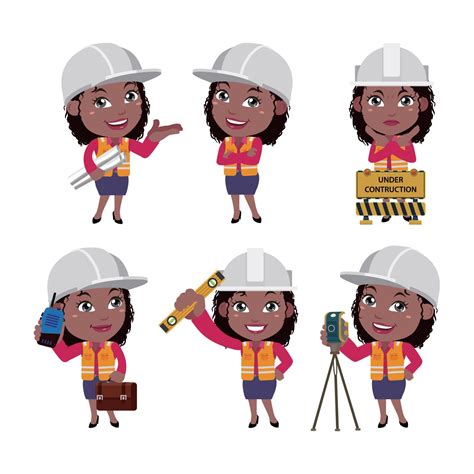 Building Engineer With Different Poses 16362811 Vector Art At Vecteezy