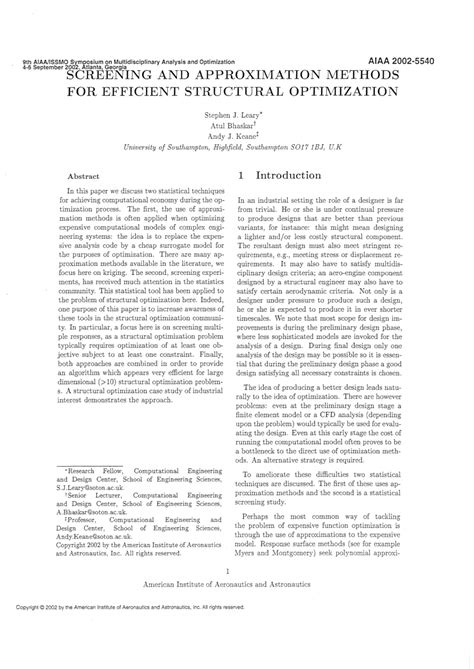 Pdf Screening And Approximation Methods For Efficient Structural Optimization