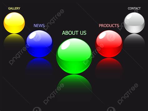 editable website navigation template with a vector glass ball design