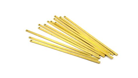 100 Pcs Solid Brass 1x2x80 Mm Long Stick Bar Findings 1 Hole Etsy