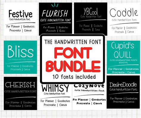 Goodnotes Handwritten Font Bundle Digital Planning Digital Journaling Digital Notetaking Fonts