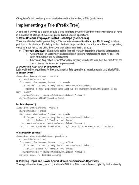 Topic Q Implement Trie Prefix Tree Information O Pdf