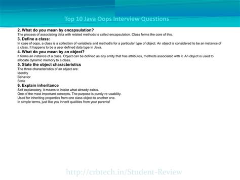 Top 10 Java Oops Interview Questions Ppt