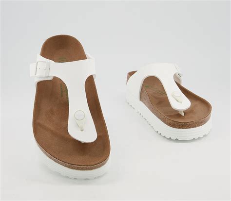 Birkenstock Papillio Gizeh Platform Sandals White Vegan Womens Sandals