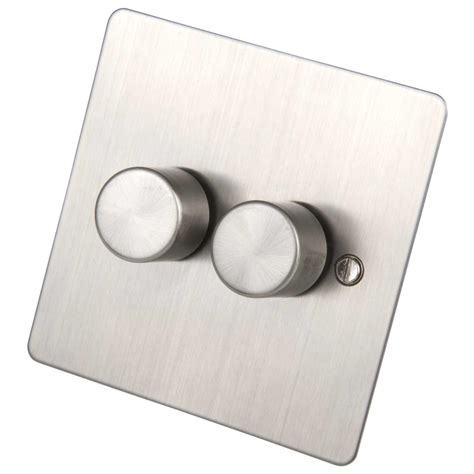 Scolmore Click Define 400w 2 Gang 2 Way Dimmer Switch Stainless Steel
