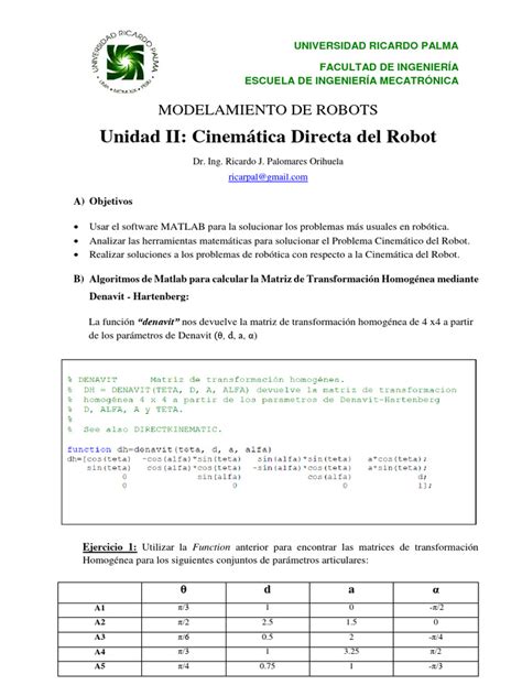 Cinematica Directa Del Robot Matlab 2023 1 Descargar Gratis Pdf