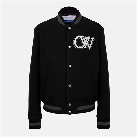 Off White Mens Off White Varsity Jacket Men Black White Flannels