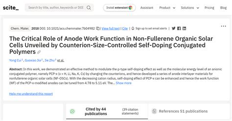 The Critical Role Of Anode Work Function In Non Fullerene Organic Solar Cells Unveiled By The Critical Role Of Anode Work Function In Non Fullerene Organic Solar Cells Unveiled By