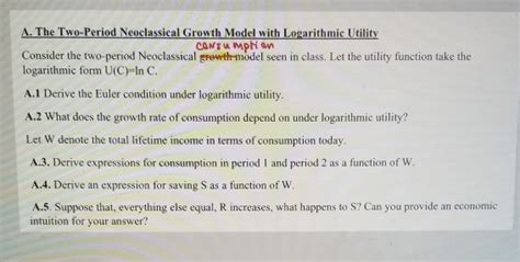 A The Two Period Neoclassical Growth Model With