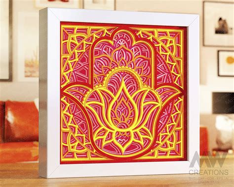 Hamsa Hand Mandala Svg Dxf 3d Svg Hamsa Layered Hamsa Mandala
