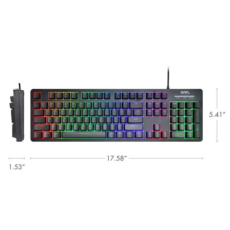 Onn Black Usb Wired 104 Key Led Gaming Membrane Keyboard