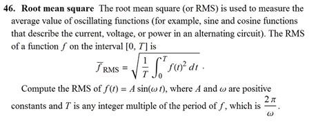 Solved Root Mean Square The Root Mean Square Or Rms Is
