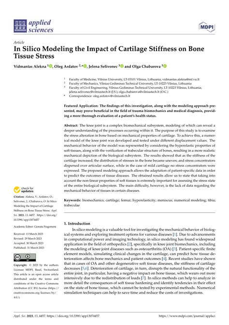 (PDF) In Silico Modeling the Impact of Cartilage Stiffness on Bone Tissue Stress