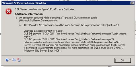 Replication Sql Server Creating Distributor Causes Error Stack Overflow