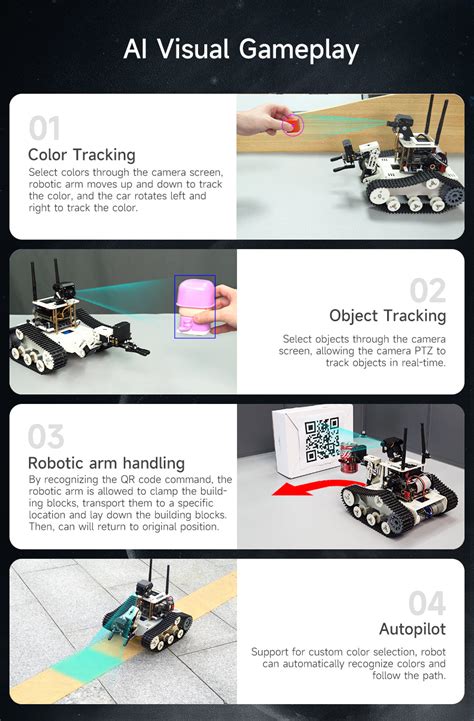 ros ai vision tank with 3dof robotic arm for raspberry pi jetson nano