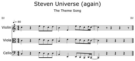 Steven Universe Again Sheet Music For Violin Viola Cello