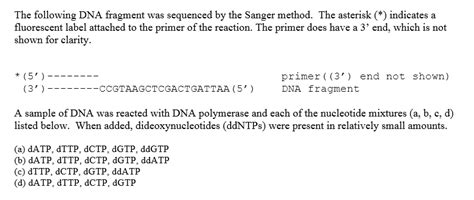 Solved The Following DNA Fragment Was Sequenced By The Chegg