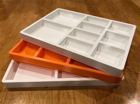 3d Printed Parts And Sorting Tray With Curved Bottom To Easily Get