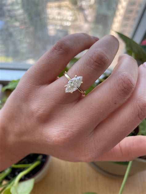 25 Carat Marquise Diamond Engagement Ring 14k Yellow Gold Solitaire