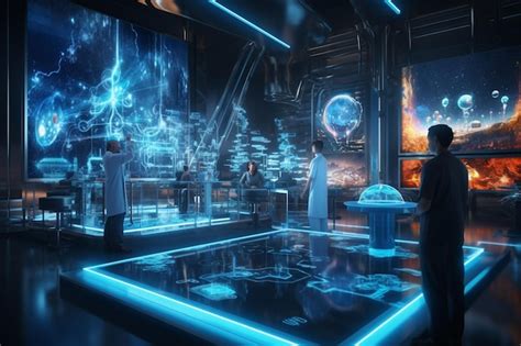 Premium Photo | Futuristic laboratory with holographic displays ...