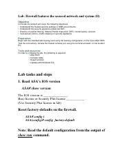 Lab Firewall II Pdf Lab Firewall Features The Secured Network And System II Objective