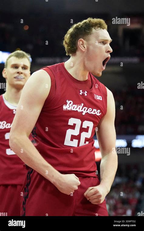 Wisconsin Forward Austin Rapp Reacts After Scoring Against Marquette