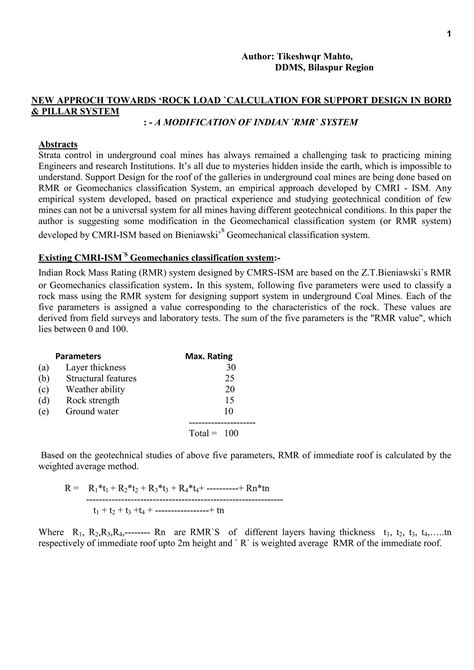 Modification Of Rmr System For Indian Coal Mines Pdf