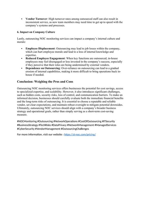 The True Cost Of Outsourcing Noc Monitoring Services From Ai Docx