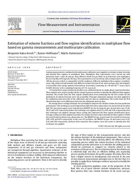 Pdf Estimation Of Volume Fractions And Flow Regime Identification In Multiphase Flow Based On